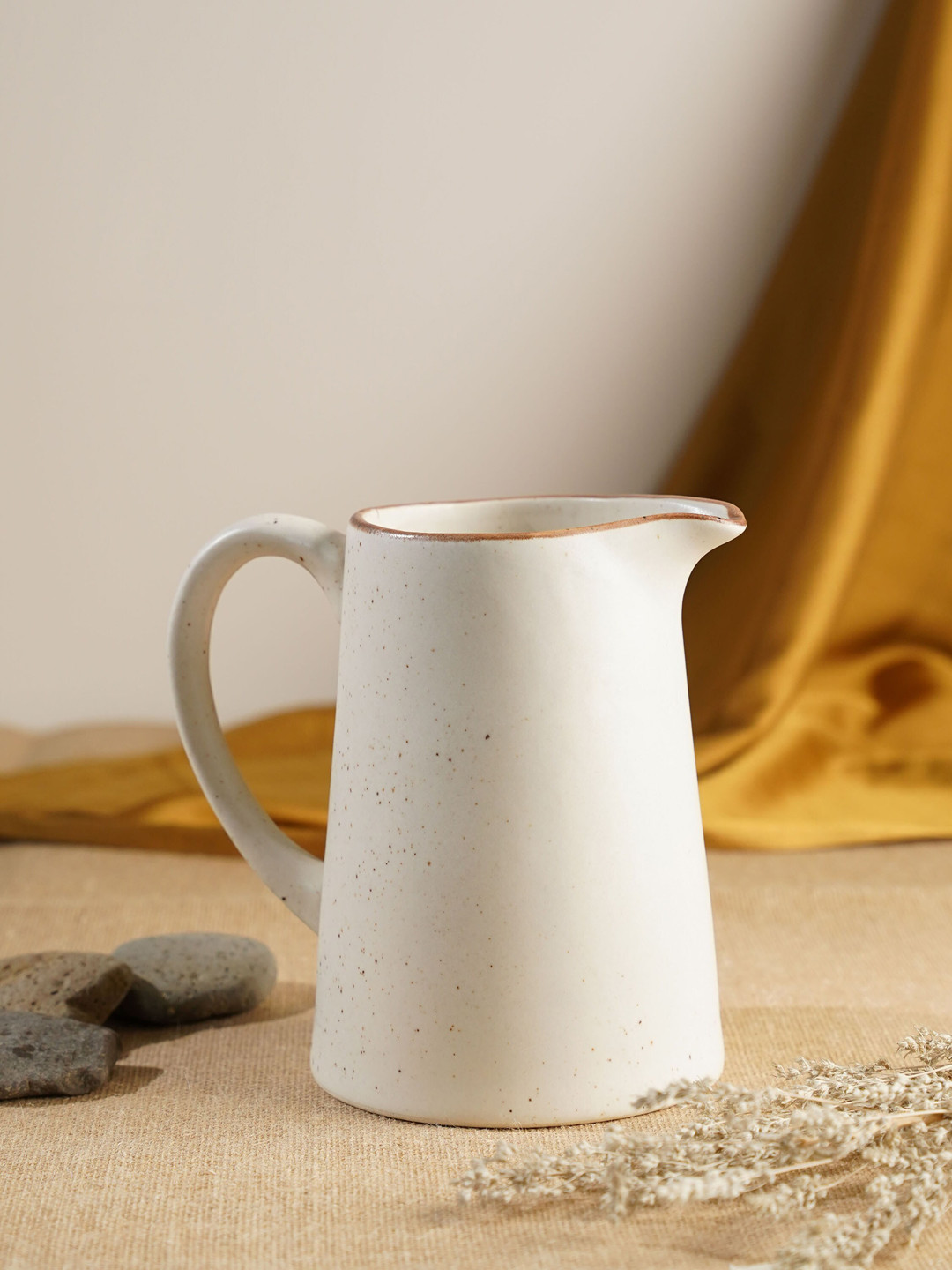 Buy Folkstorys Cream Coloured Handmade Ceramic Water Jug - Water Jugs ...