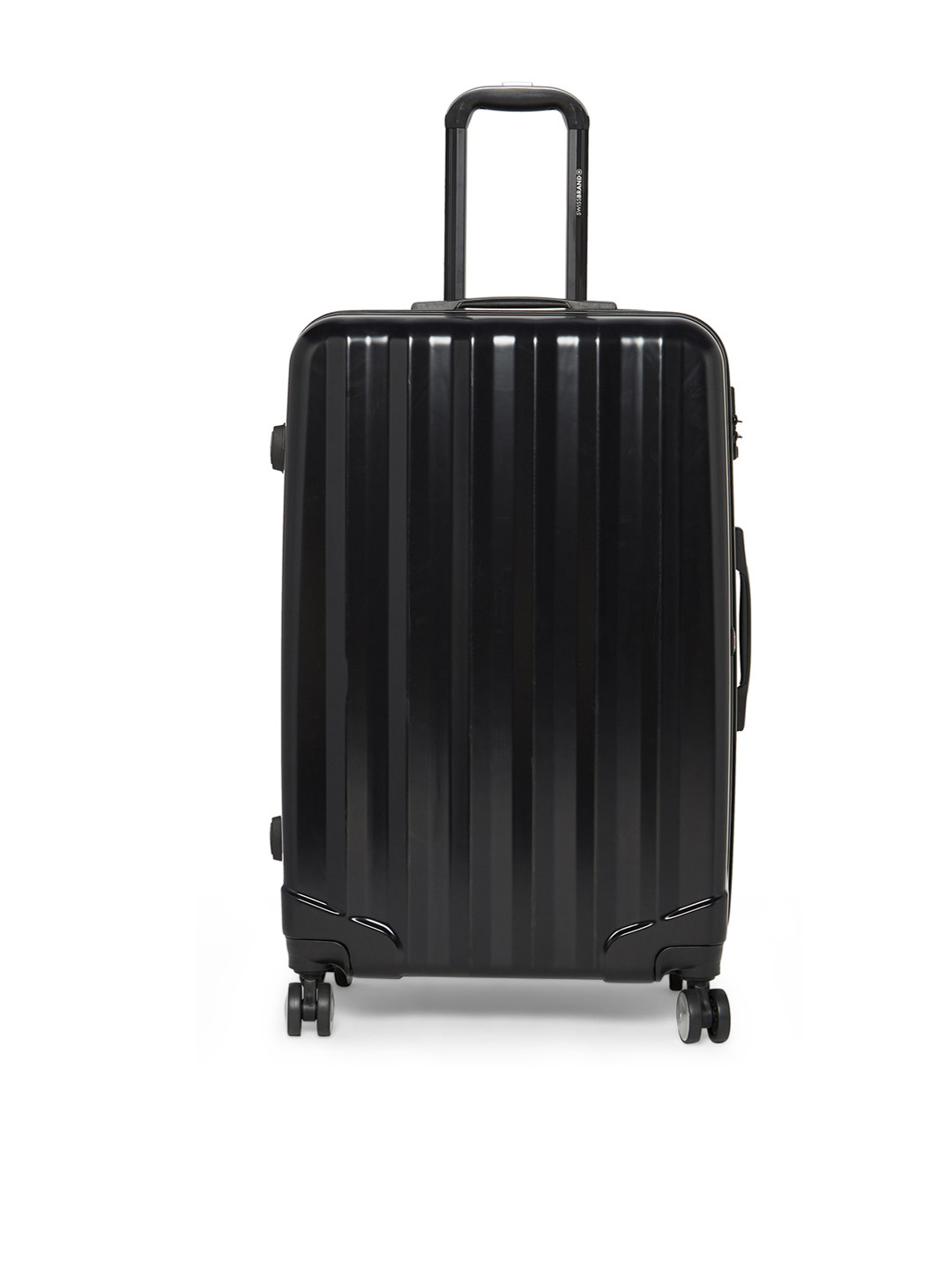 Buy SWISS BRAND Black Solid Soft Sided Medium Trolley Suitcase ...