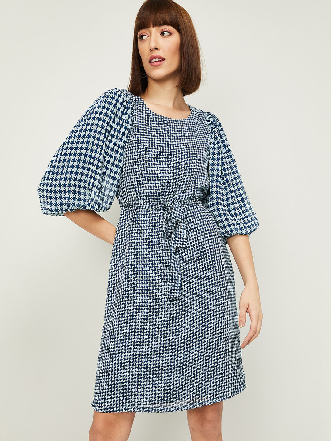 Buy CODE By Lifestyle Blue Checked A Line Dress - Dresses for Women ...