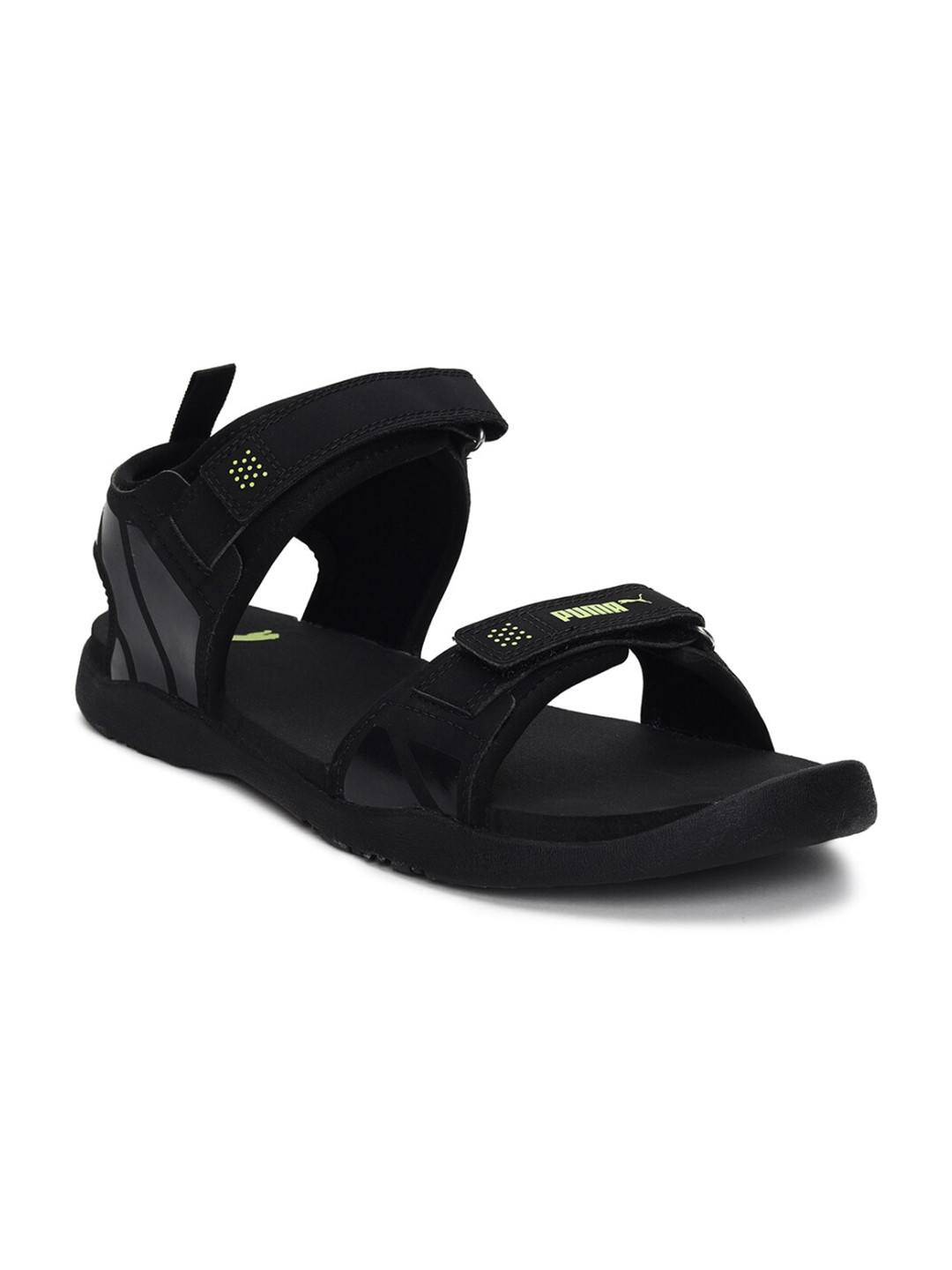 Buy Puma Men Black Fluorescent Green Path Reload - Sandals for Men ...