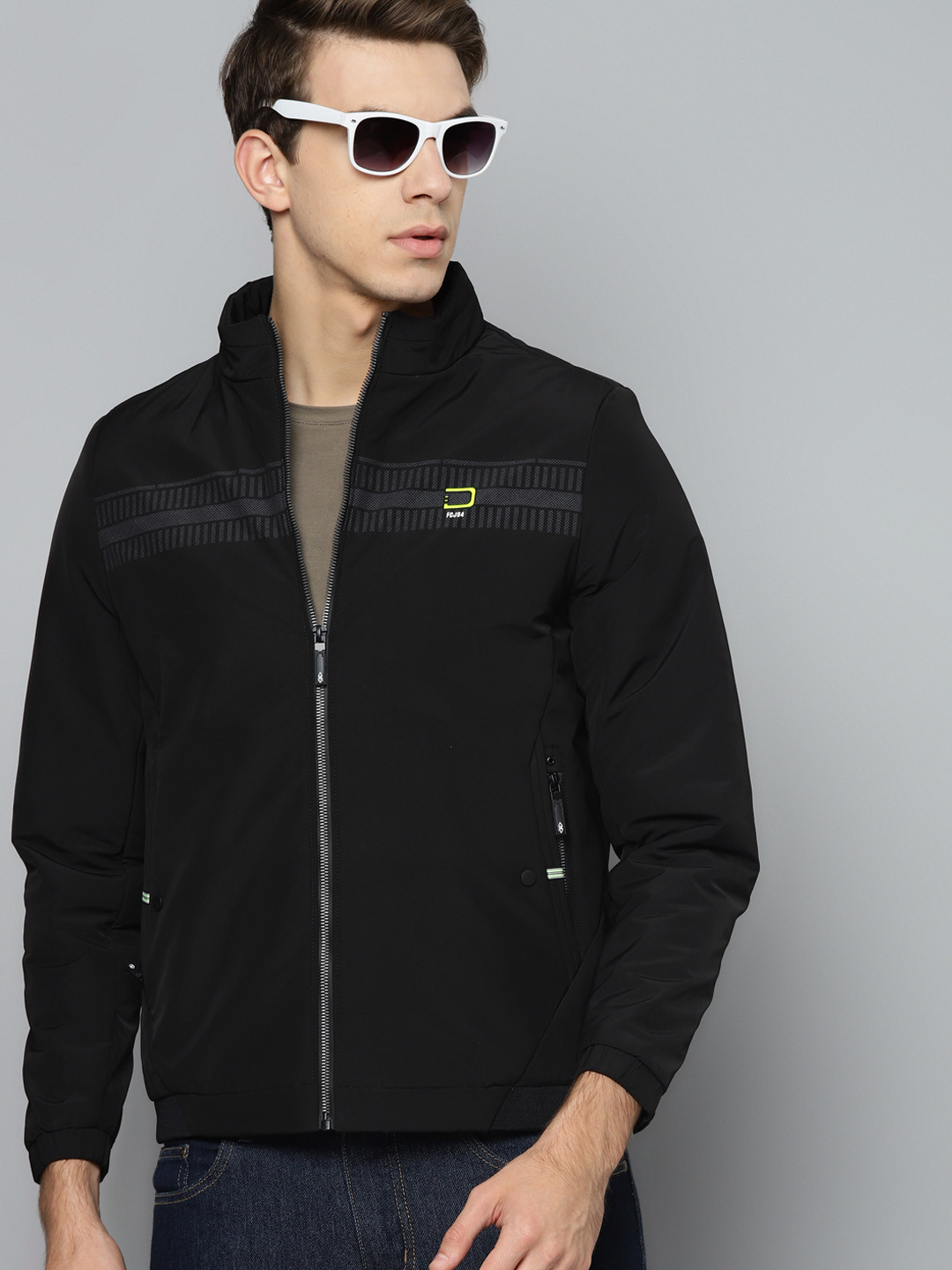 Buy Fort Collins Men Black Solid Bomber Jacket - Jackets for Men ...
