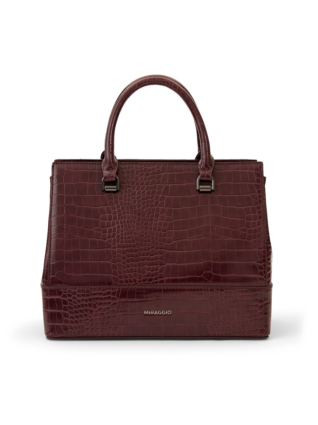 Buy MIRAGGIO Woman Burgundy Textured Structured Handheld Bag - Handbags ...