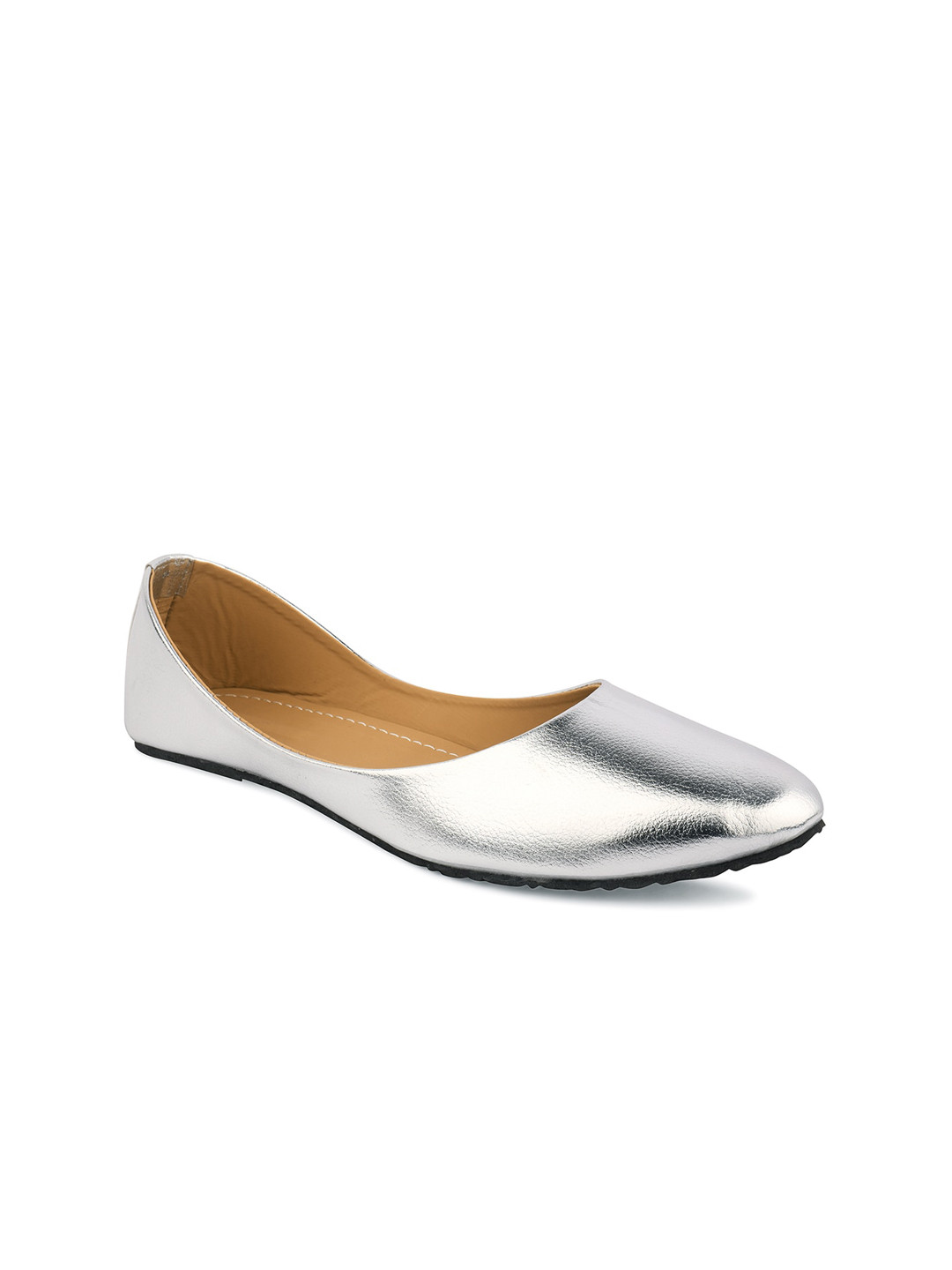 Buy DESI COLOUR Women Silver Toned Ballerinas Flats - Flats for Women ...