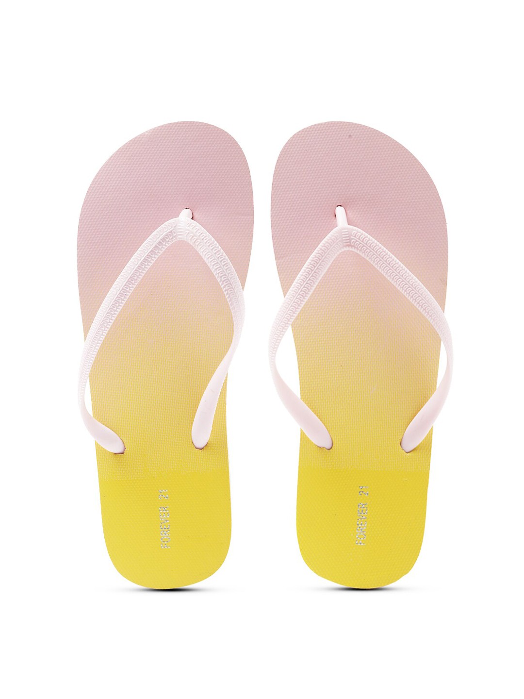 Buy Forever 21 Women Pink And Yellow Colourblocked Rubber Thong Flip