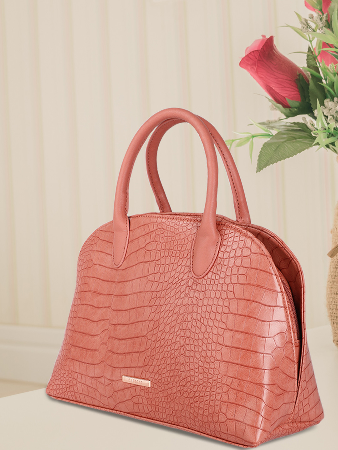 Buy Caprese Dusty Pink Textured Handheld Bag - Handbags for Women ...