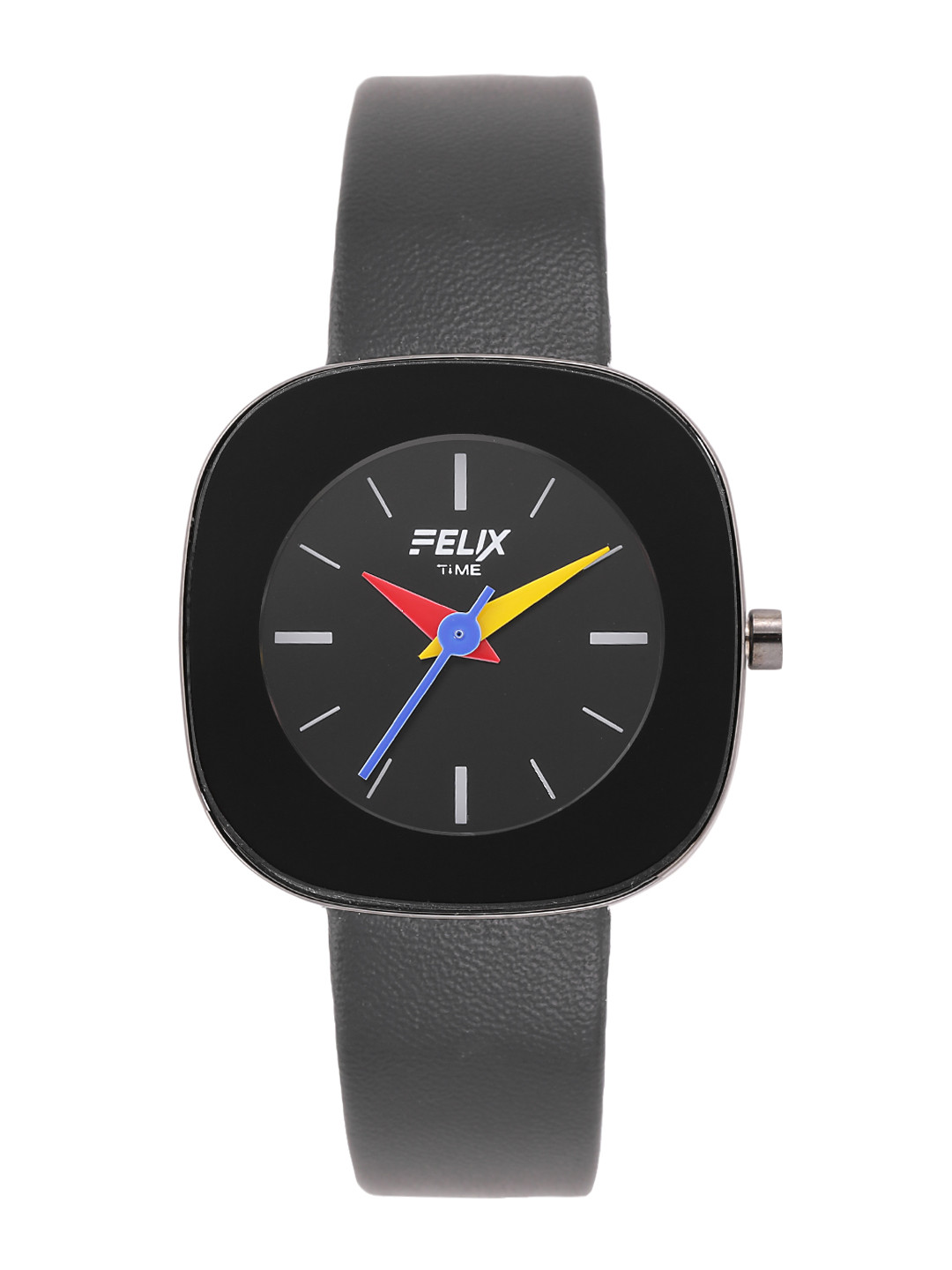 Buy FELIX Women Black Stainless Steel Solid Dial & Black Leather ...