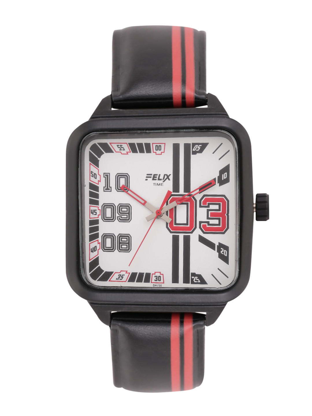 Buy FELIX Men White & Black Printed Leather Analogue Watch F299GREBW ...