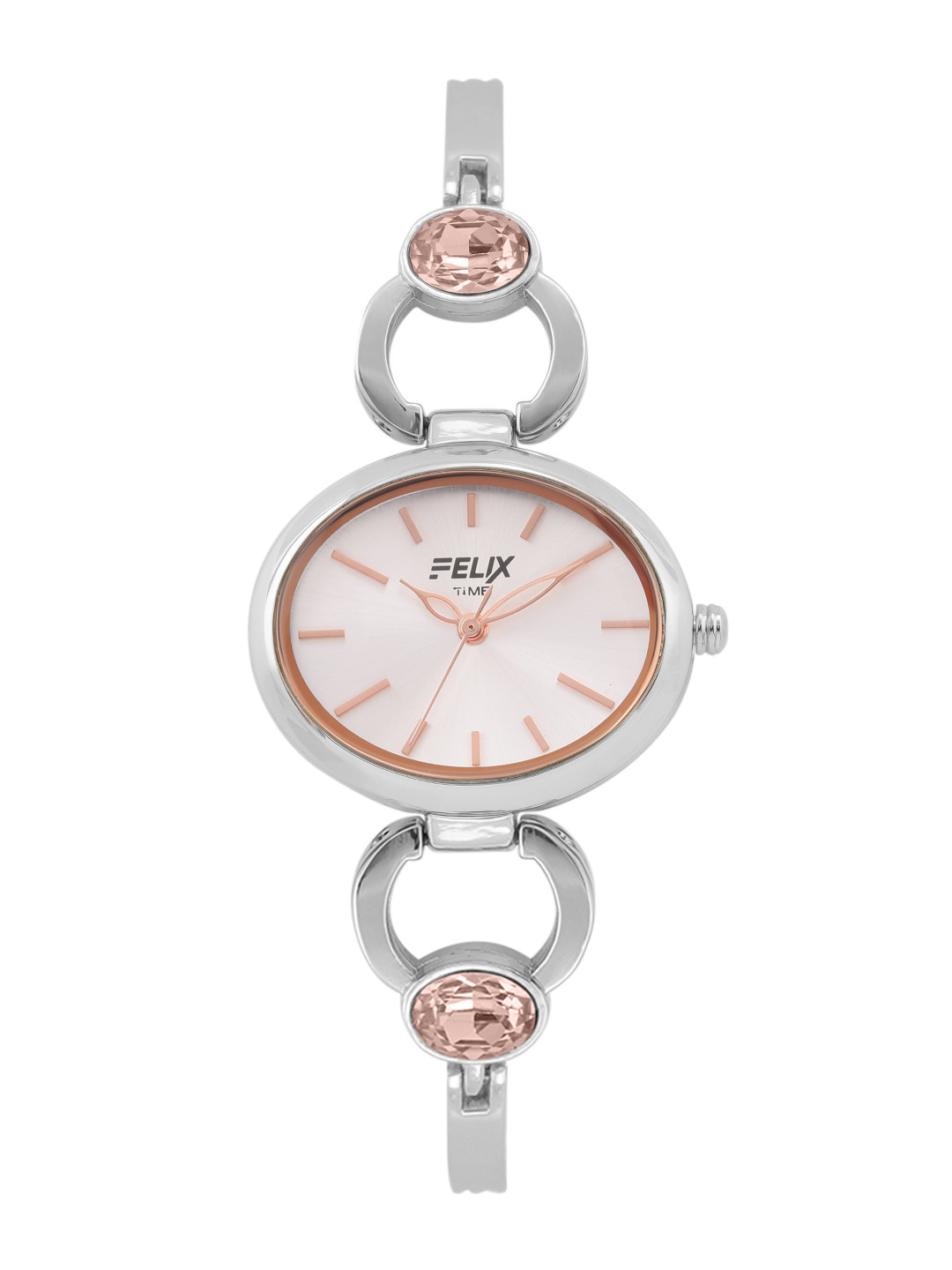 Buy FELIX Women White & Silver Toned Embellished Bracelet Style ...