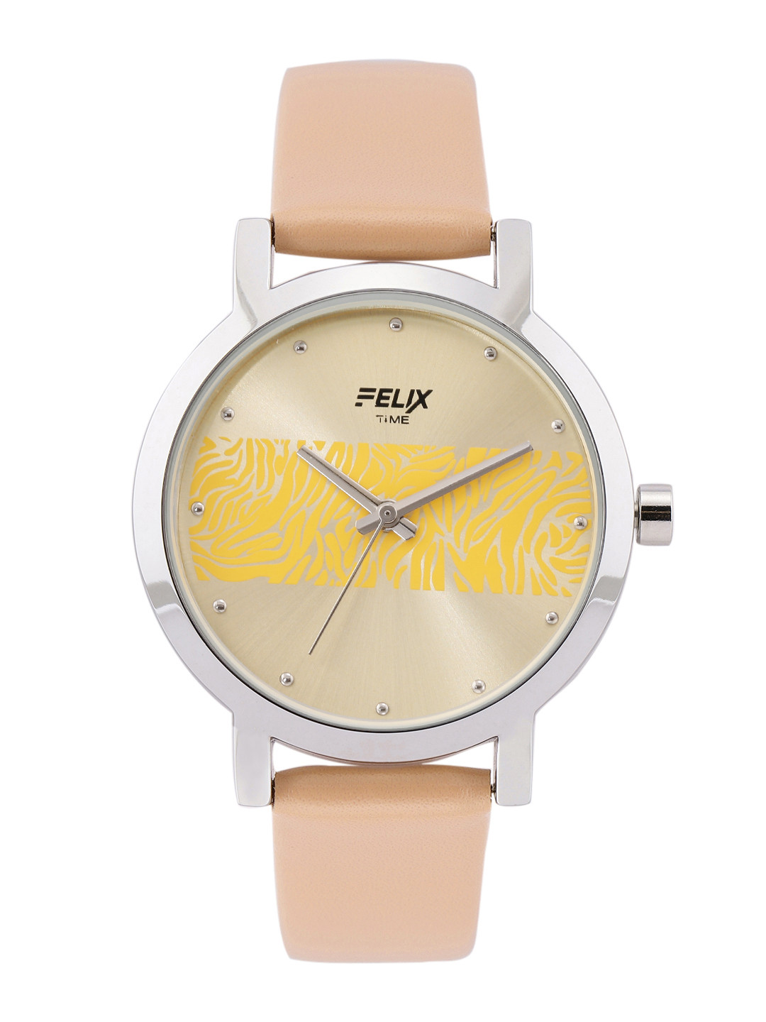 Buy FELIX Women Gold Toned & Beige Leather Straps Analogue Watch ...