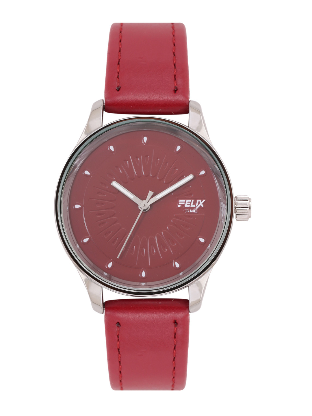 Buy FELIX Women Maroon Dial & Red Leather Straps Analogue Watch ...