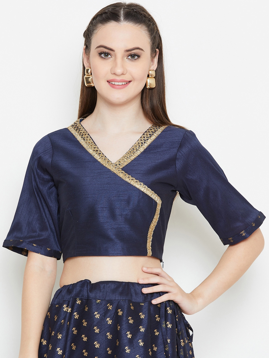 Buy Studio Rasa Navy Blue Regular Crop Top - Tops for Women 15524168 ...