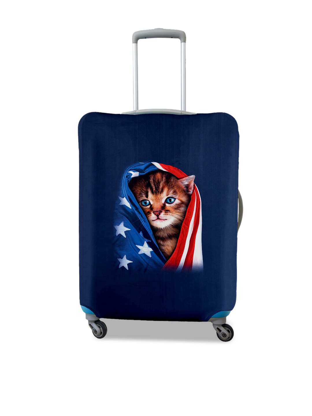 Buy Cortina Navy Blue Printed Protective Medium Trolley Bag Cover ...
