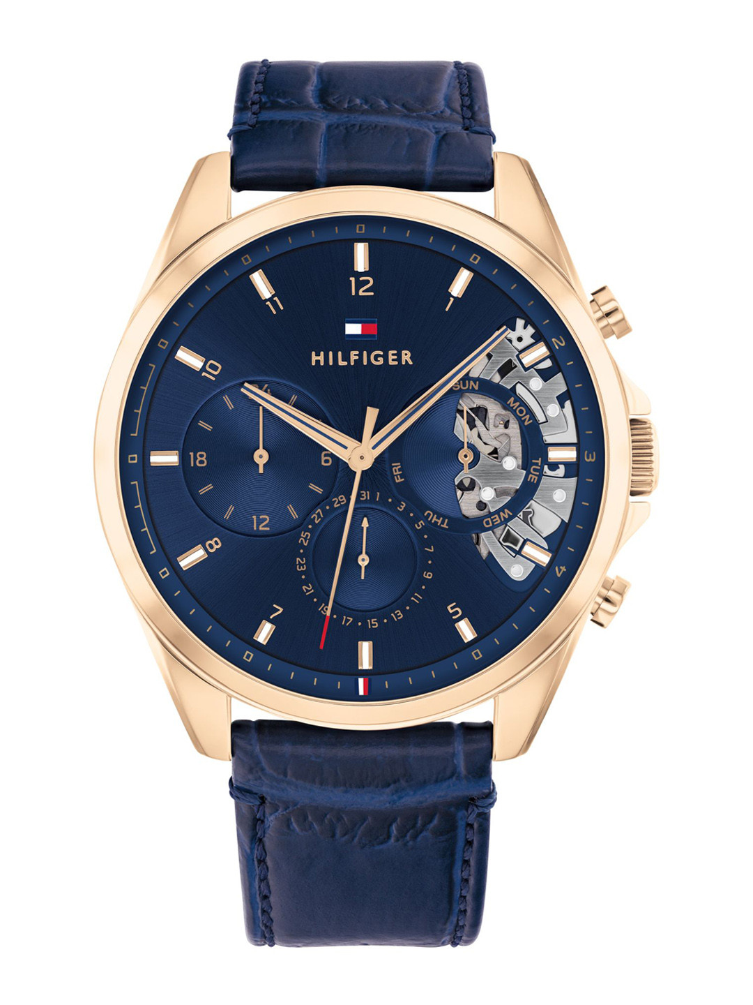 Buy Tommy Hilfiger Men Blue Dial & Leather Straps Analogue Watch ...