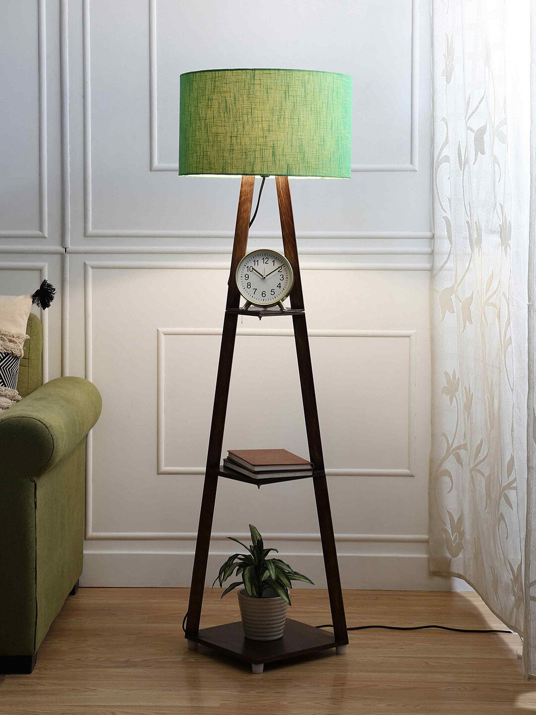 Buy SANDED EDGE Brown & Green 3 Tier Storage Floor Lamp - Floor Lamps ...