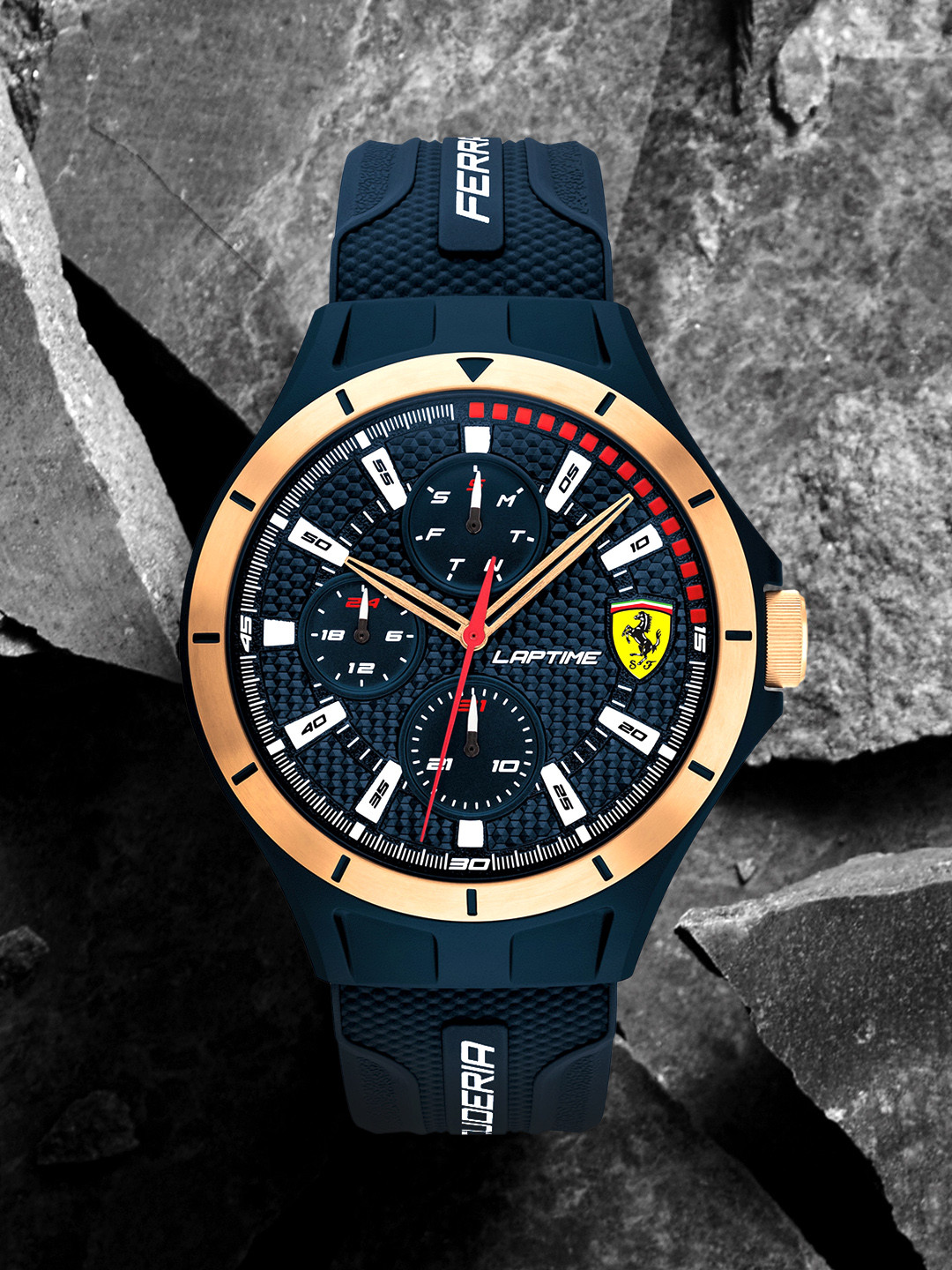 Buy SCUDERIA FERRARI Men Blue Brass Dial & Blue Textured Straps ...