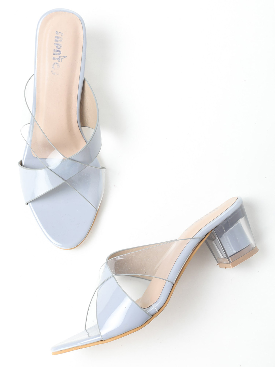 Buy SAPATOS Woman Grey Block Heels - Heels for Women 15534410 | Myntra