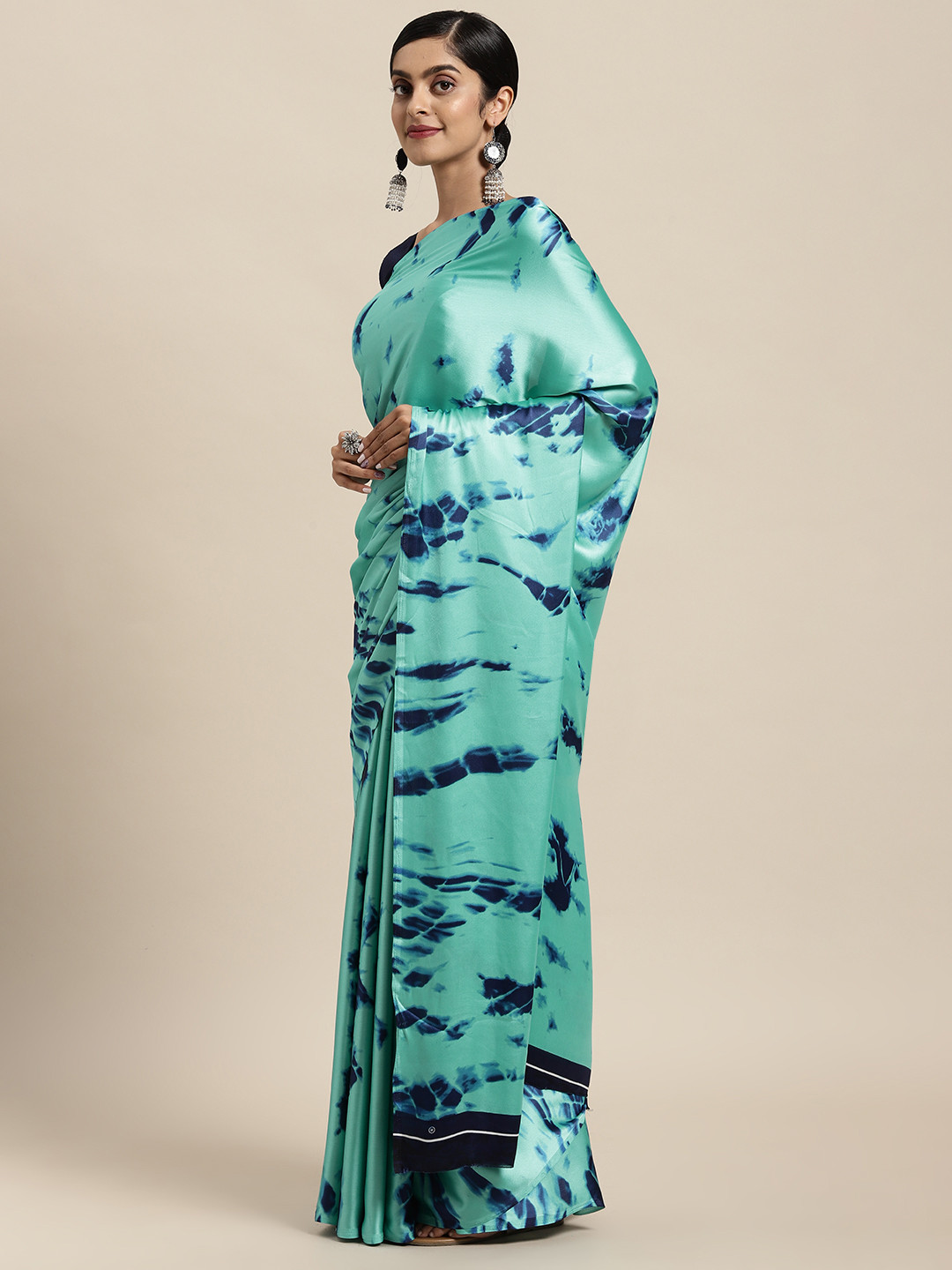 Buy Rajesh Silk Mills Turquoise Blue Printed Saree - Sarees for Women ...