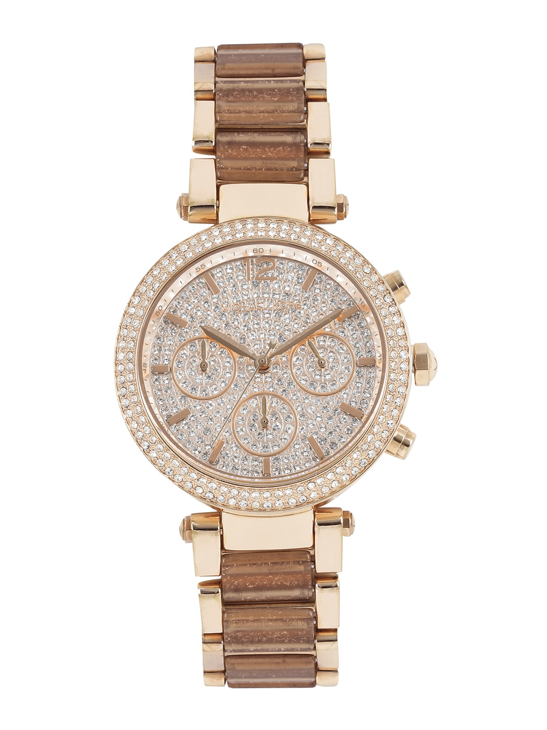 Buy Michael Kors Women Rose Gold Toned Embellished Chronograph Watch ...