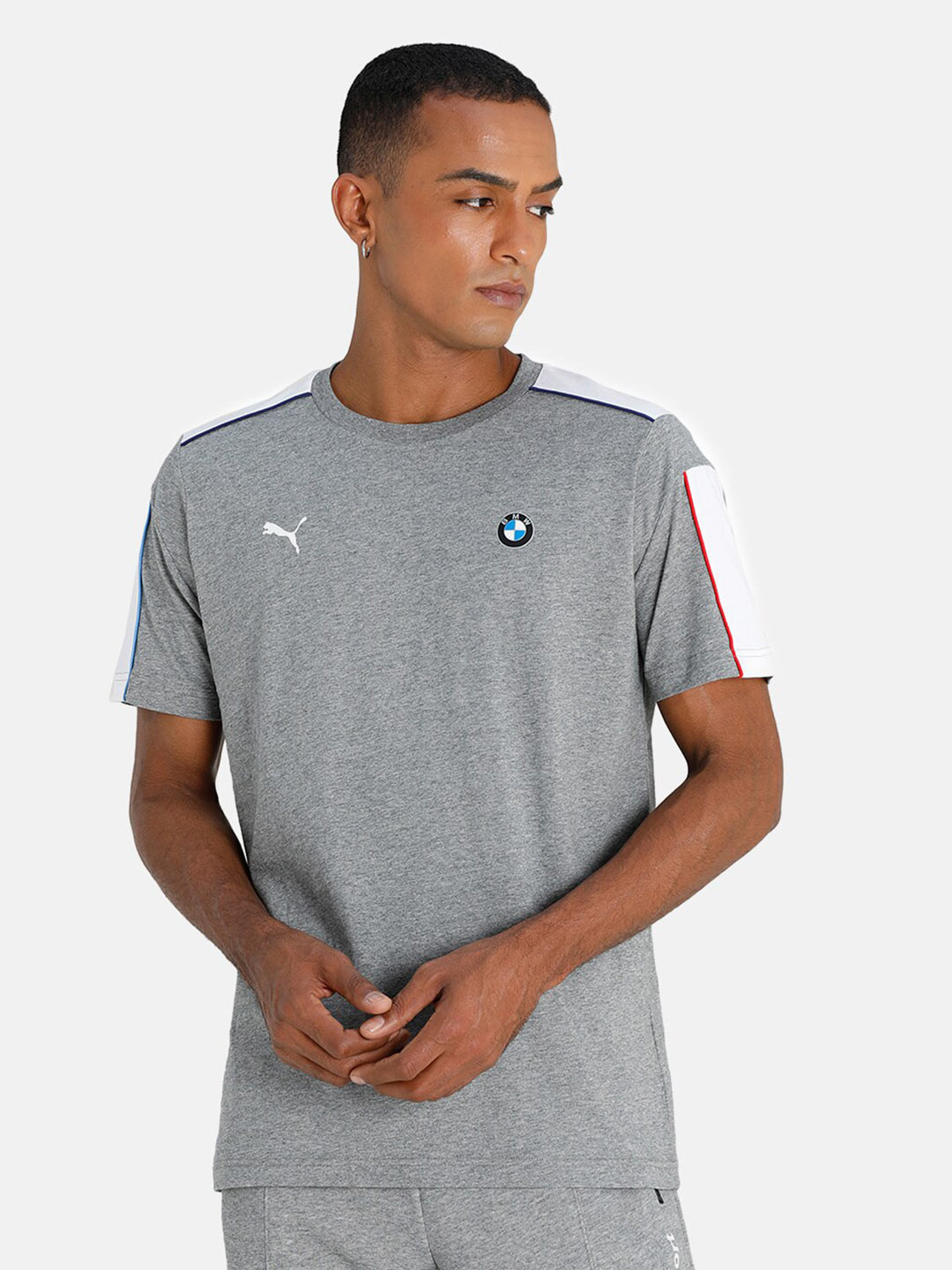 Buy PUMA Motorsport Men Grey Brand Logo Printed Motorsport T Shirt ...
