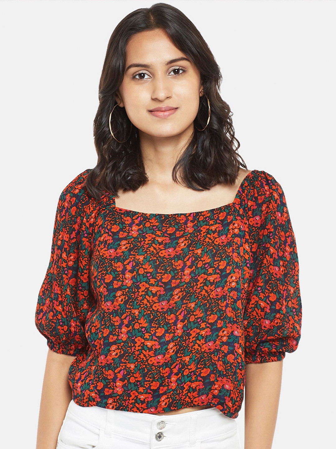 Buy People Orange Floral Regular Top - Tops for Women 15561762 | Myntra