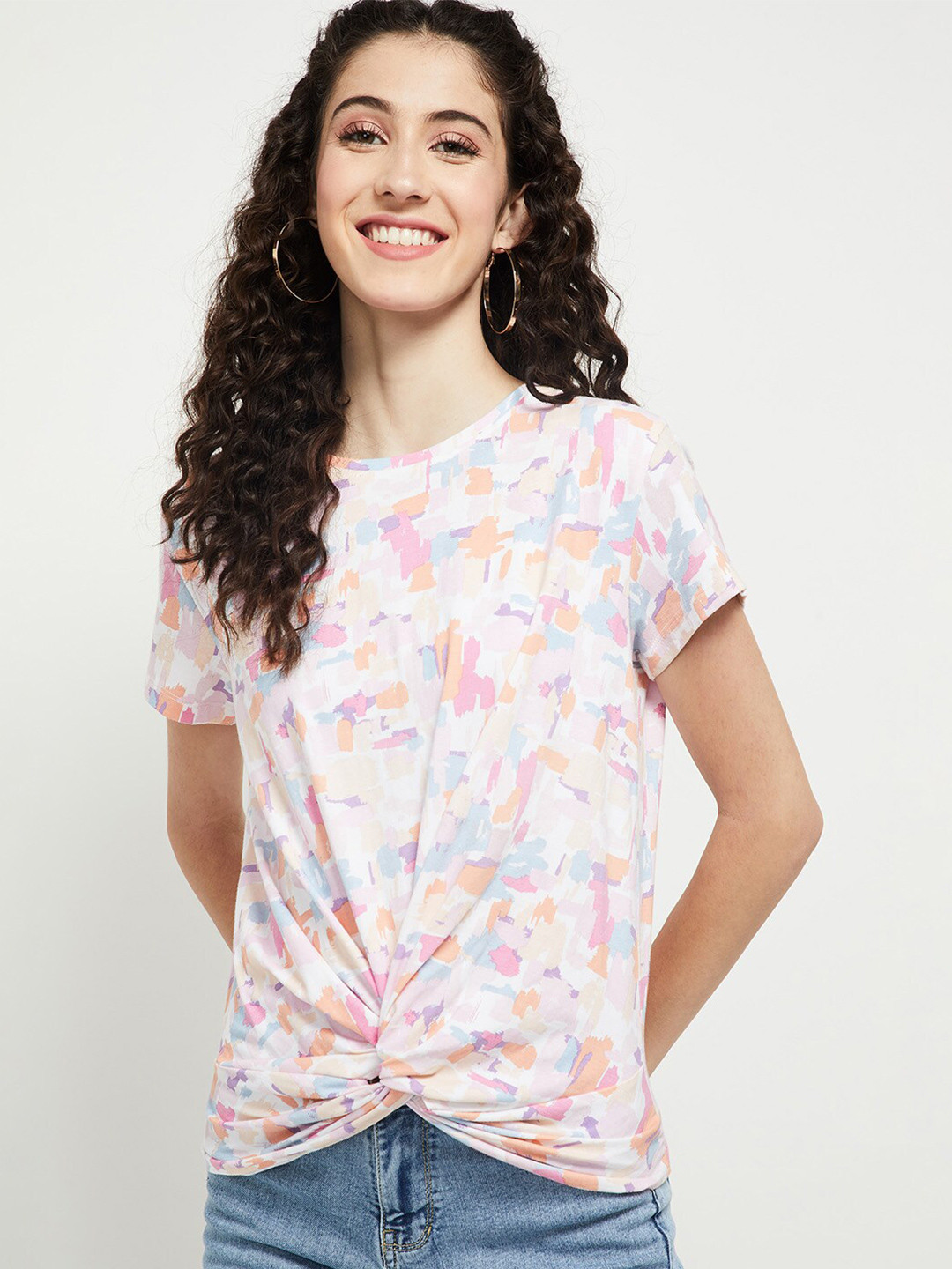 Buy Max Cream Coloured Floral Regular Top - Tops for Women 15562804 ...