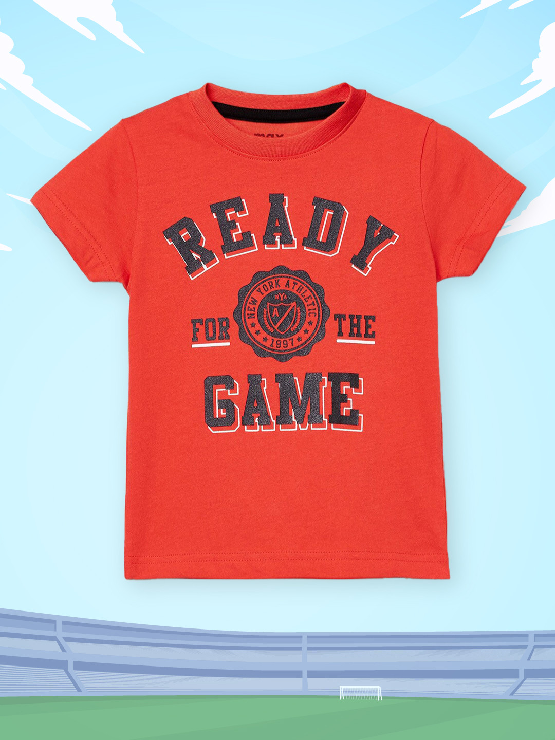 Buy Max Boys Rust & Grey Typography Printed T Shirt - Tshirts for Boys ...