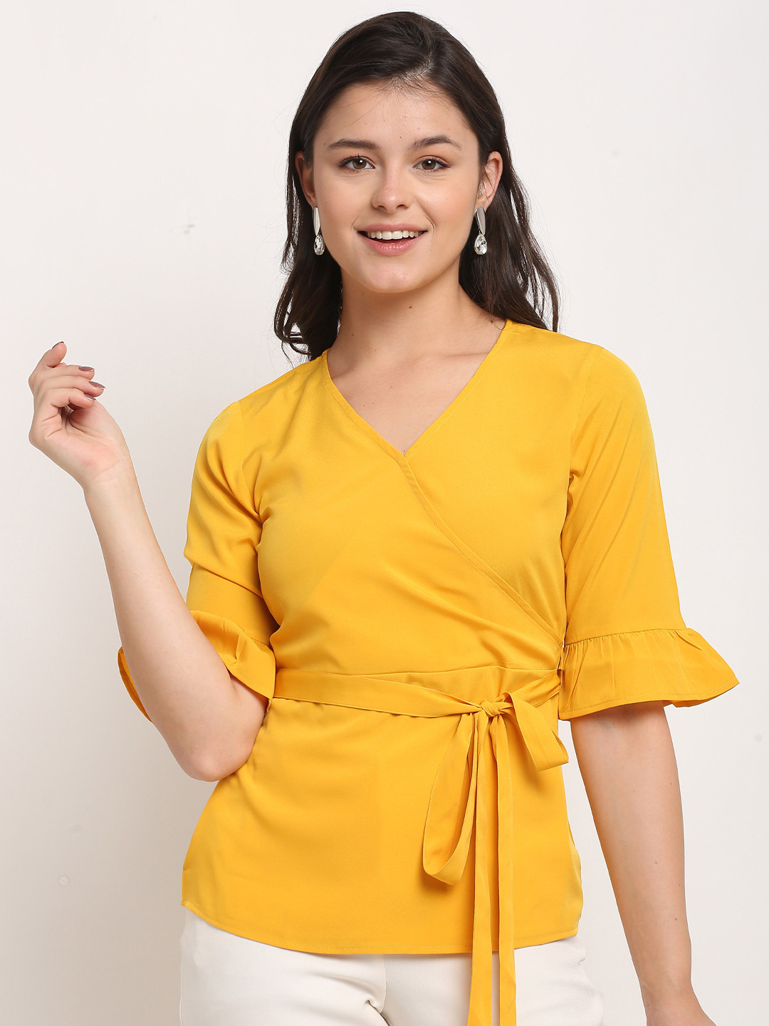 Buy Roly Poly Yellow Wrap Top - Tops for Women 15563524 | Myntra