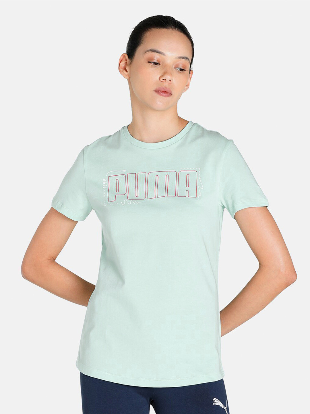 Buy Puma Women Blue Brand Logo Printed T Shirt - Tshirts for Women ...