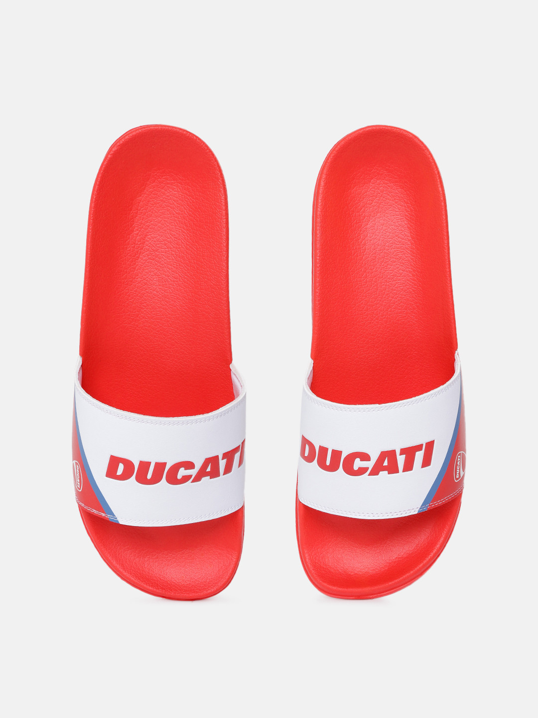Buy Ducati Men White & Red Brand Logo Embossed Sliders - Flip Flops for ...