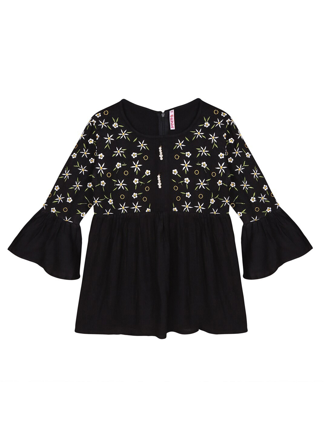 Buy Ishin Girls Black Floral A Line Top - Tops for Girls 15566454 | Myntra