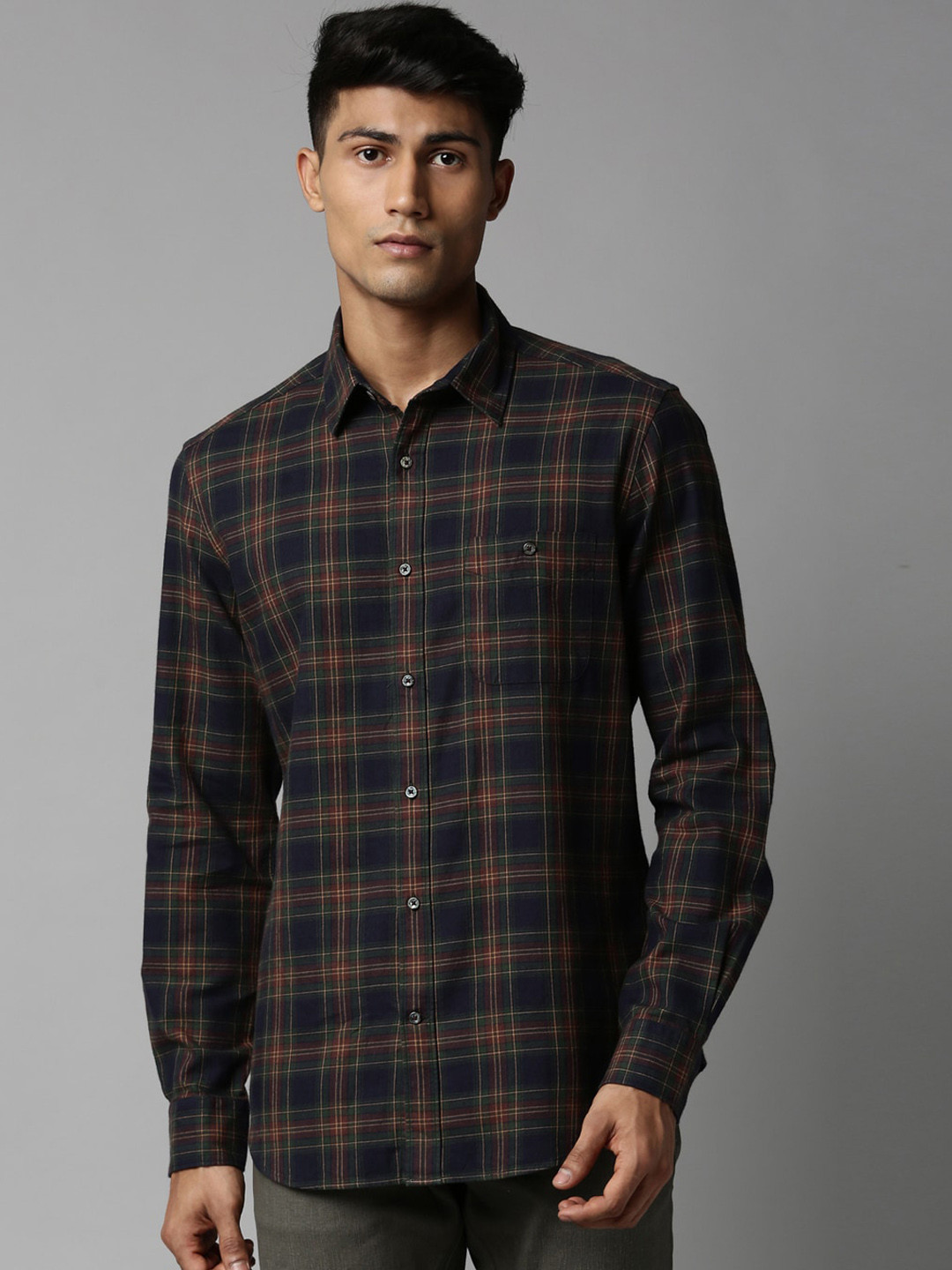 Buy RARE RABBIT Men Green Slim Fit Tartan Checks Opaque Checked Casual ...