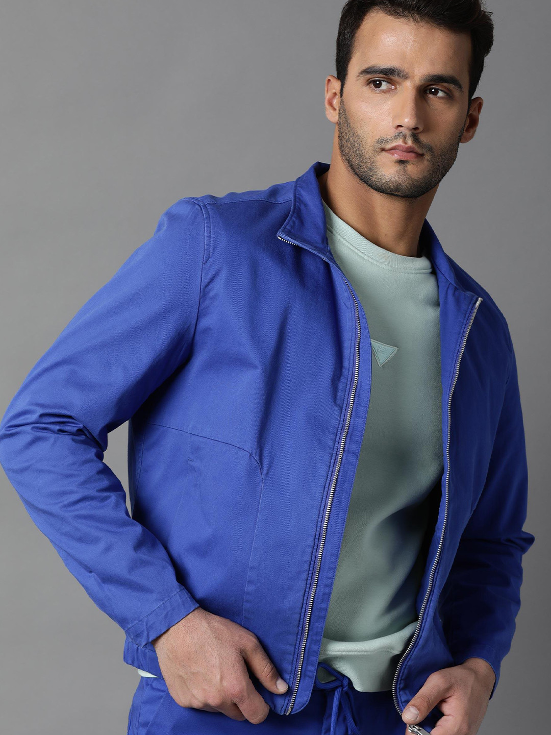 Buy RARE RABBIT Men Blue Striped Lightweight Bomber Jacket - Jackets ...