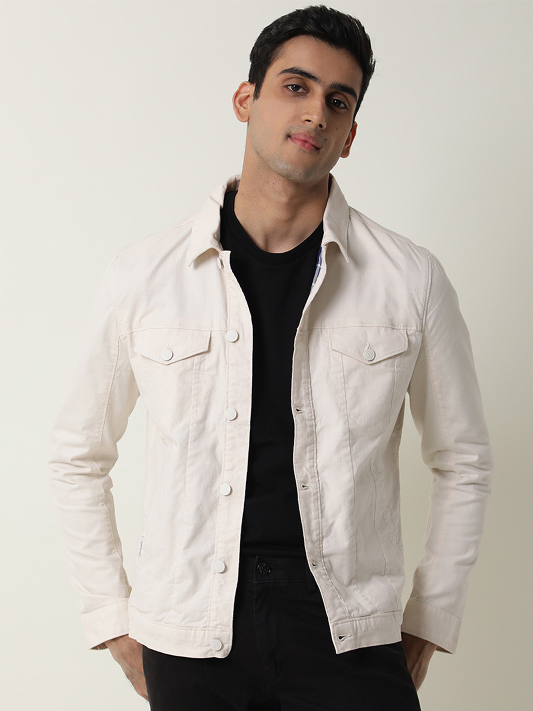 Buy RARE RABBIT Men Off White Denim Jacket - Jackets for Men 15575646 ...