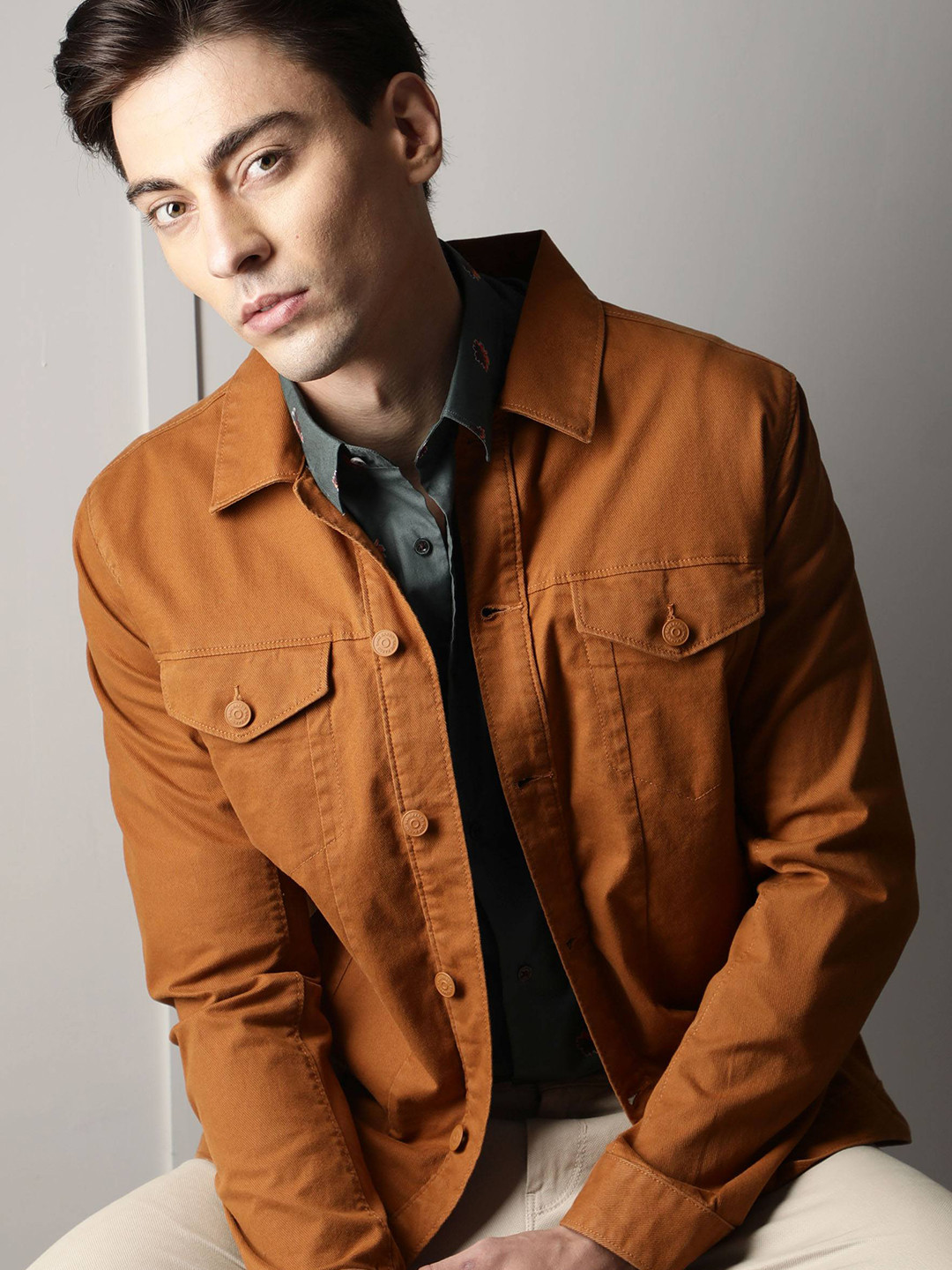 Buy RARE RABBIT Men Rust Orange Denim Jacket - Jackets for Men 15575654 ...