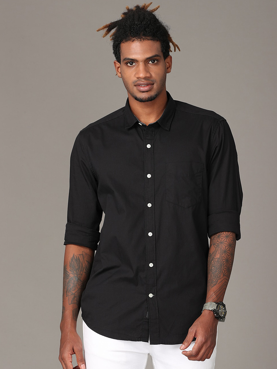 Buy FOGA Men Black Opaque Casual Shirt - Shirts for Men 15581548 | Myntra