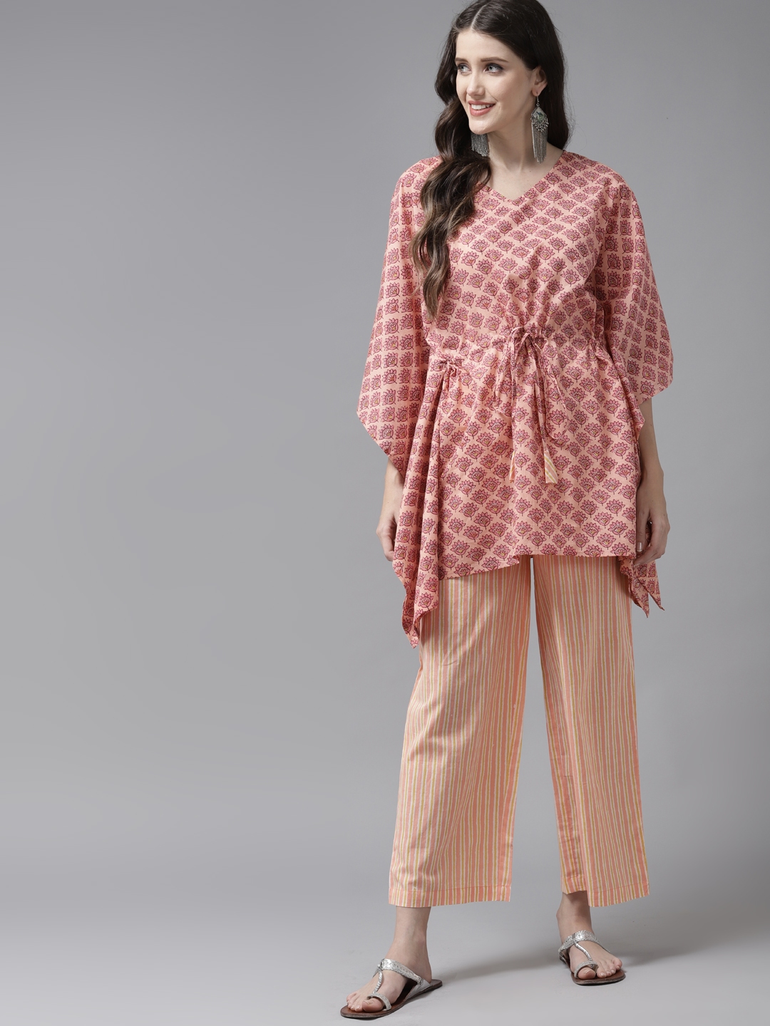 Buy Amirah S Women Peach Coloured Ethnic Motifs Printed Regular Pure