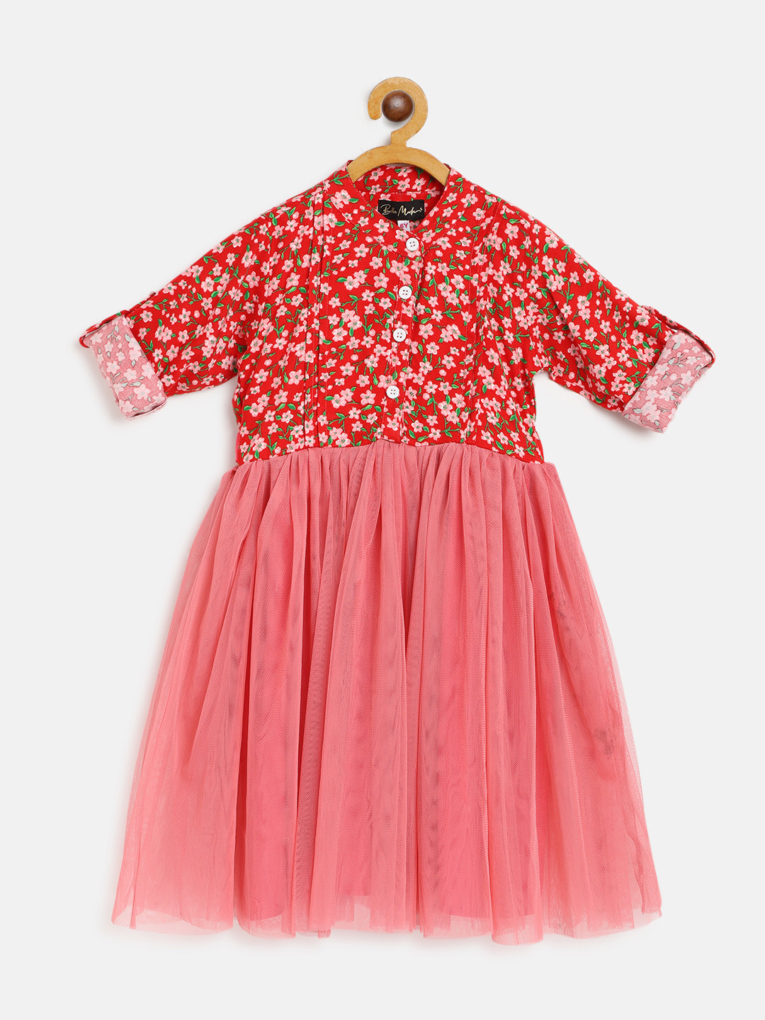 Buy Bella Moda Red Floral Dress - Dresses for Girls 15583970 | Myntra