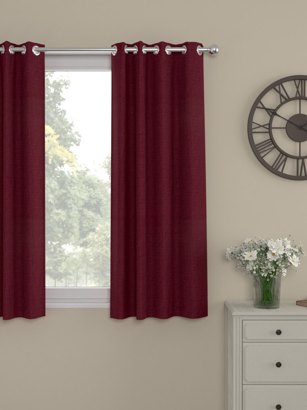 Buy ROSARA HOME Maroon Window Curtain - Curtains And Sheers for Unisex ...