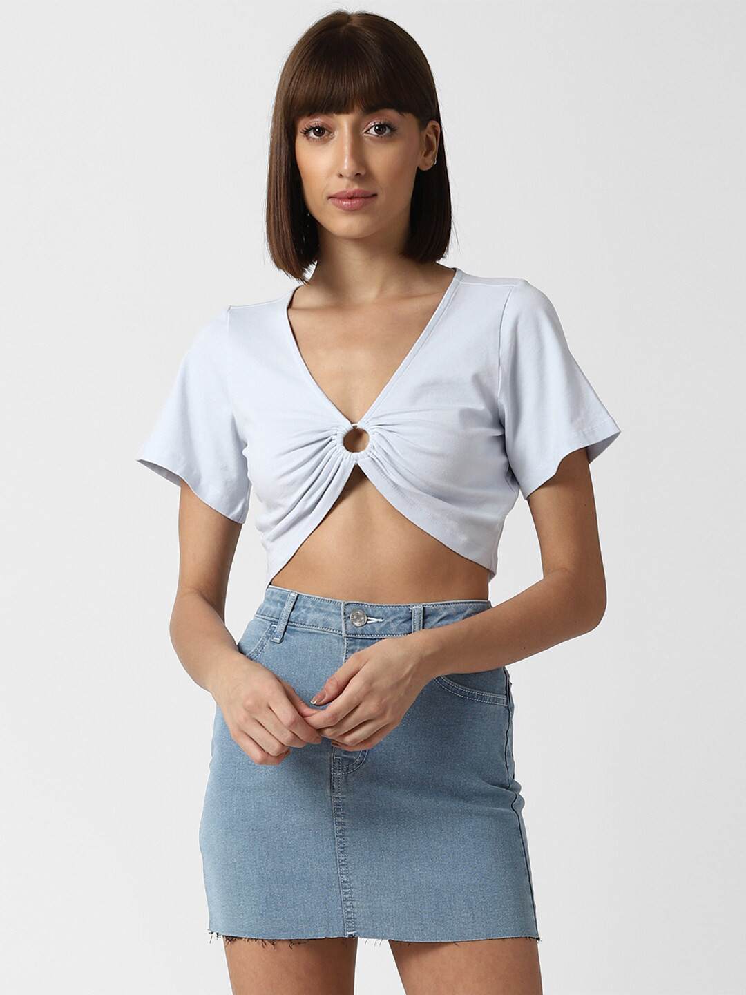 Buy FOREVER 21 Blue Regular Crop Top - Tops for Women 15586430 | Myntra