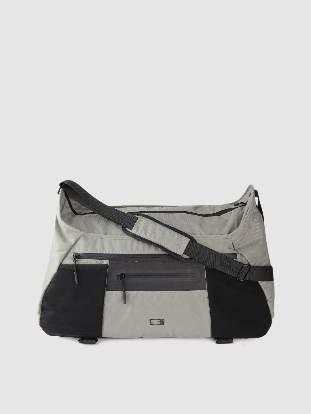 Buy HRX By Hrithik Roshan Unisex Grey & Black Coloublocked Duffle Bag ...