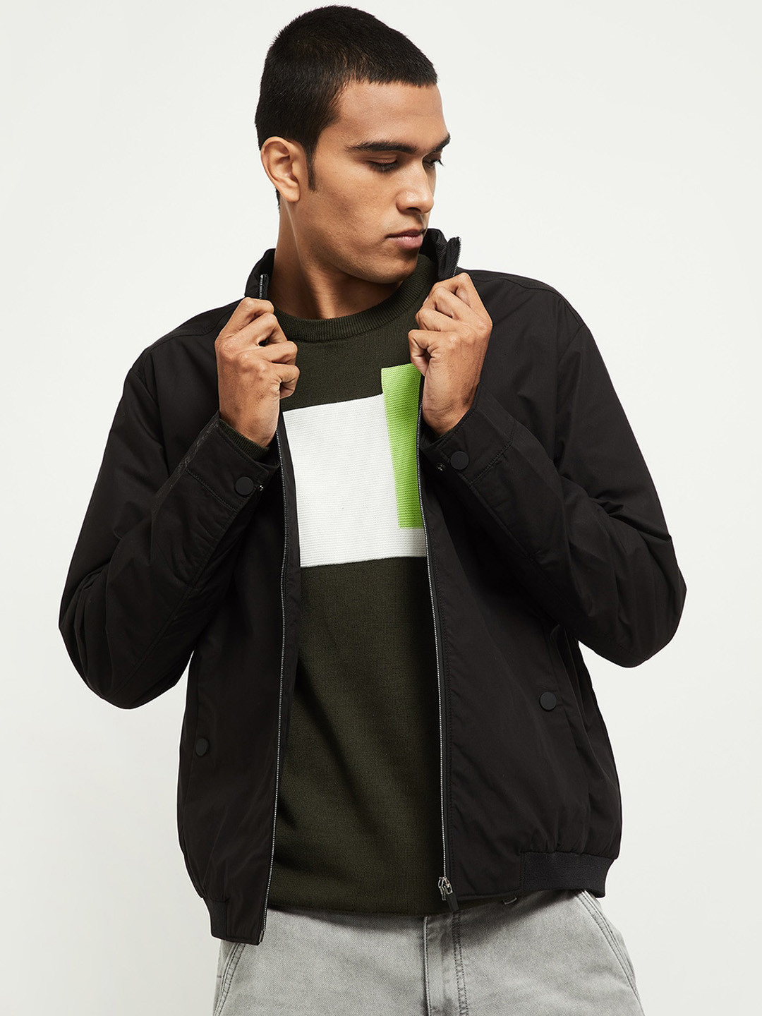 Buy Max Men Black Pure Cotton Bomber Jacket - Jackets for Men 15591150 ...