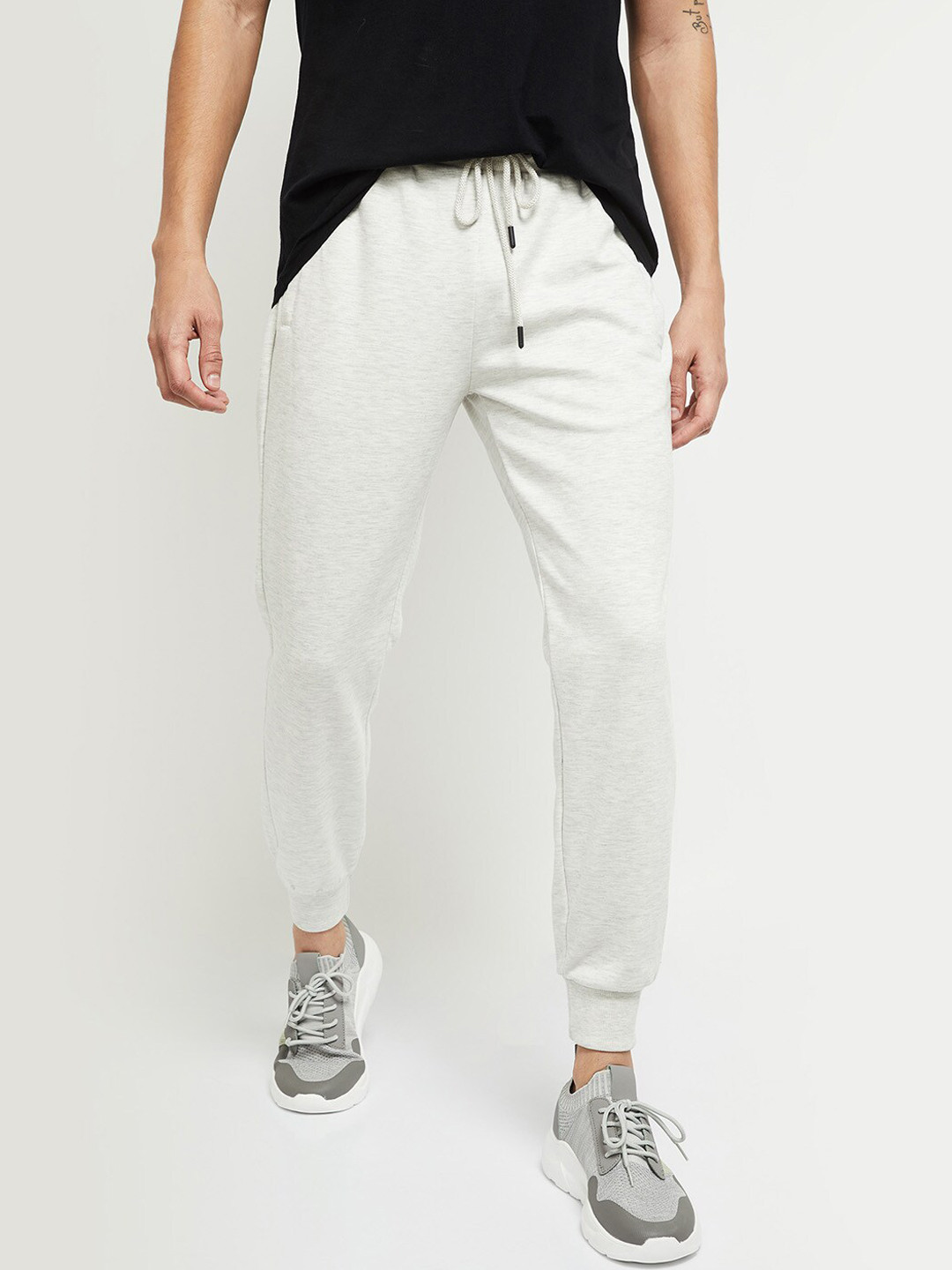 Buy Max Men Grey Melange Solid Joggers - Track Pants for Men 15591284 ...