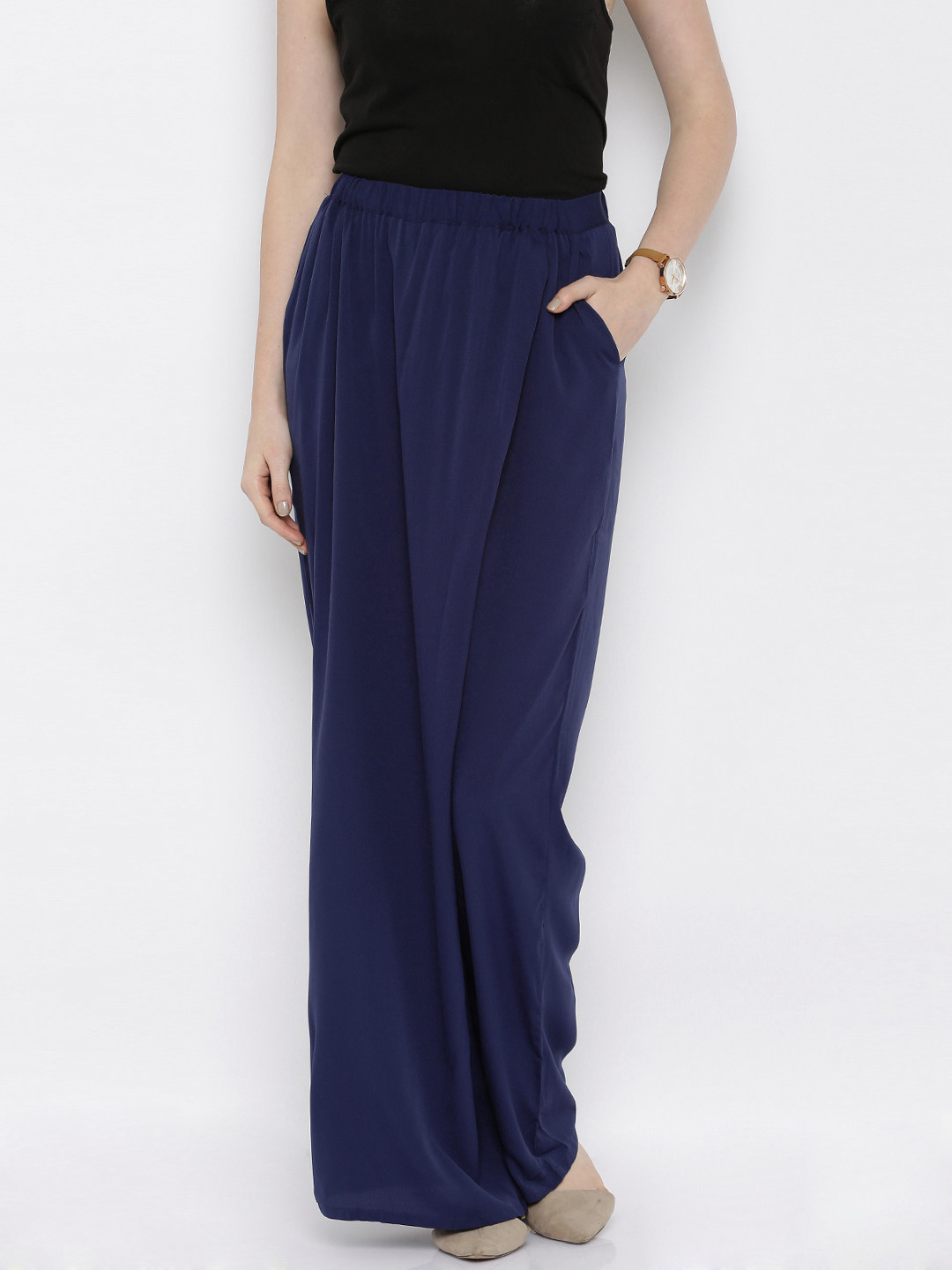 Buy Fashion Wardrobe Navy Palazzo Trousers - Palazzos for Women 1559137 ...