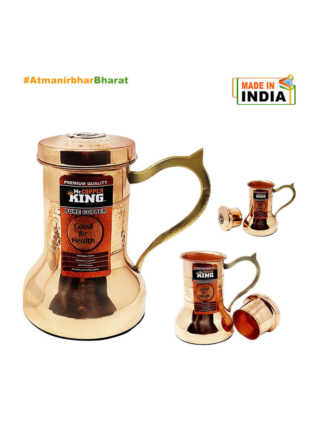 Buy MR. COPPER KING Copper Toned Solid Pure Copper Water Bottle - Water ...