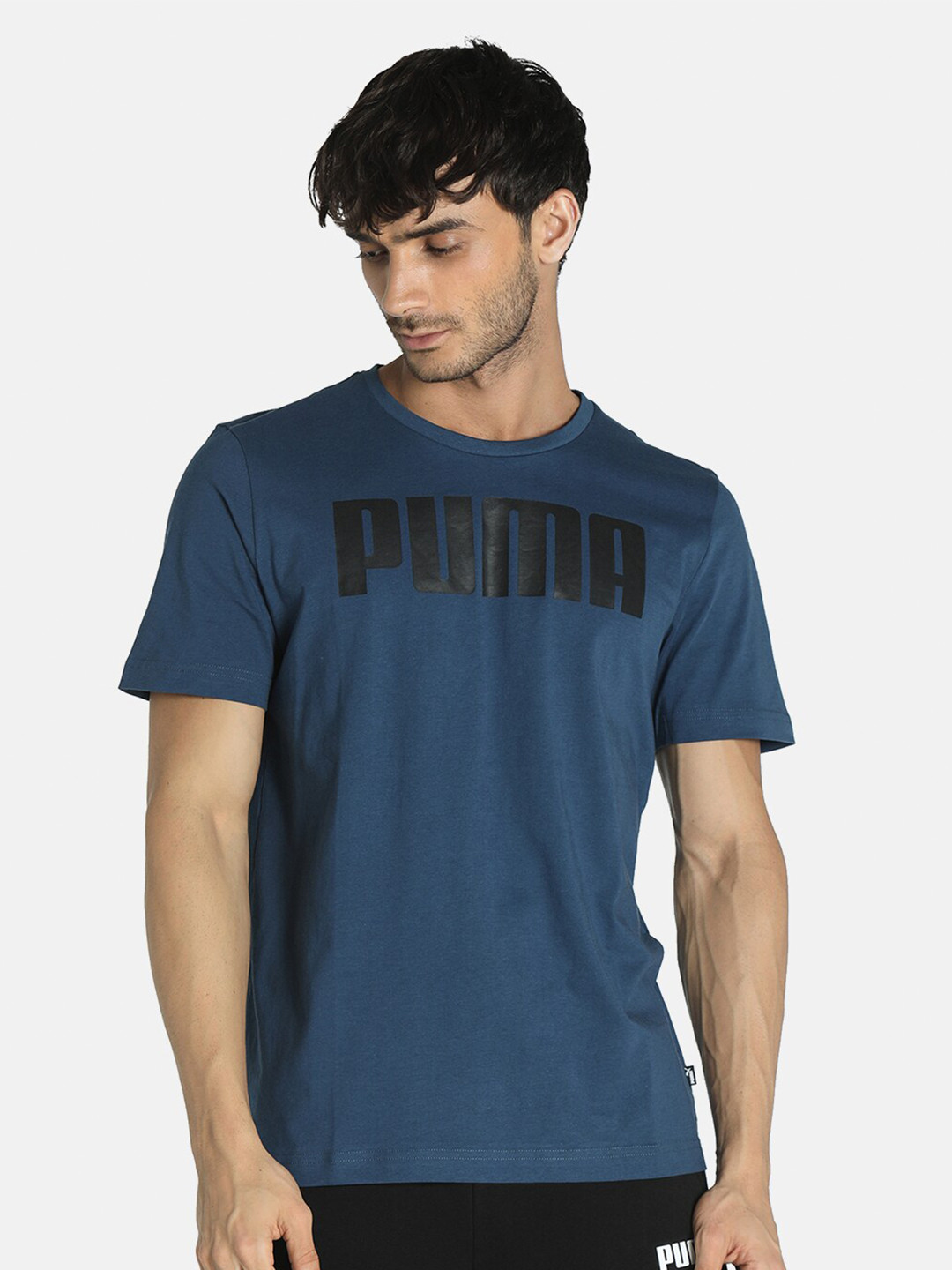 Buy Puma Men Blue Brand Logo Printed Cotton T Shirt - Tshirts for Men ...
