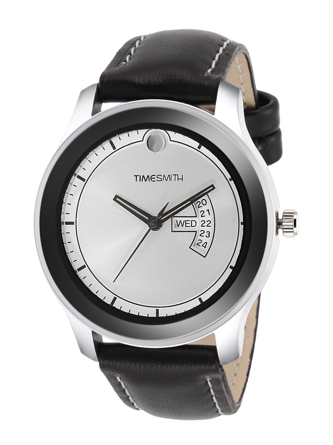 Buy TIMESMITH Men White Dial & Black Leather Straps Analogue Watch TSC ...