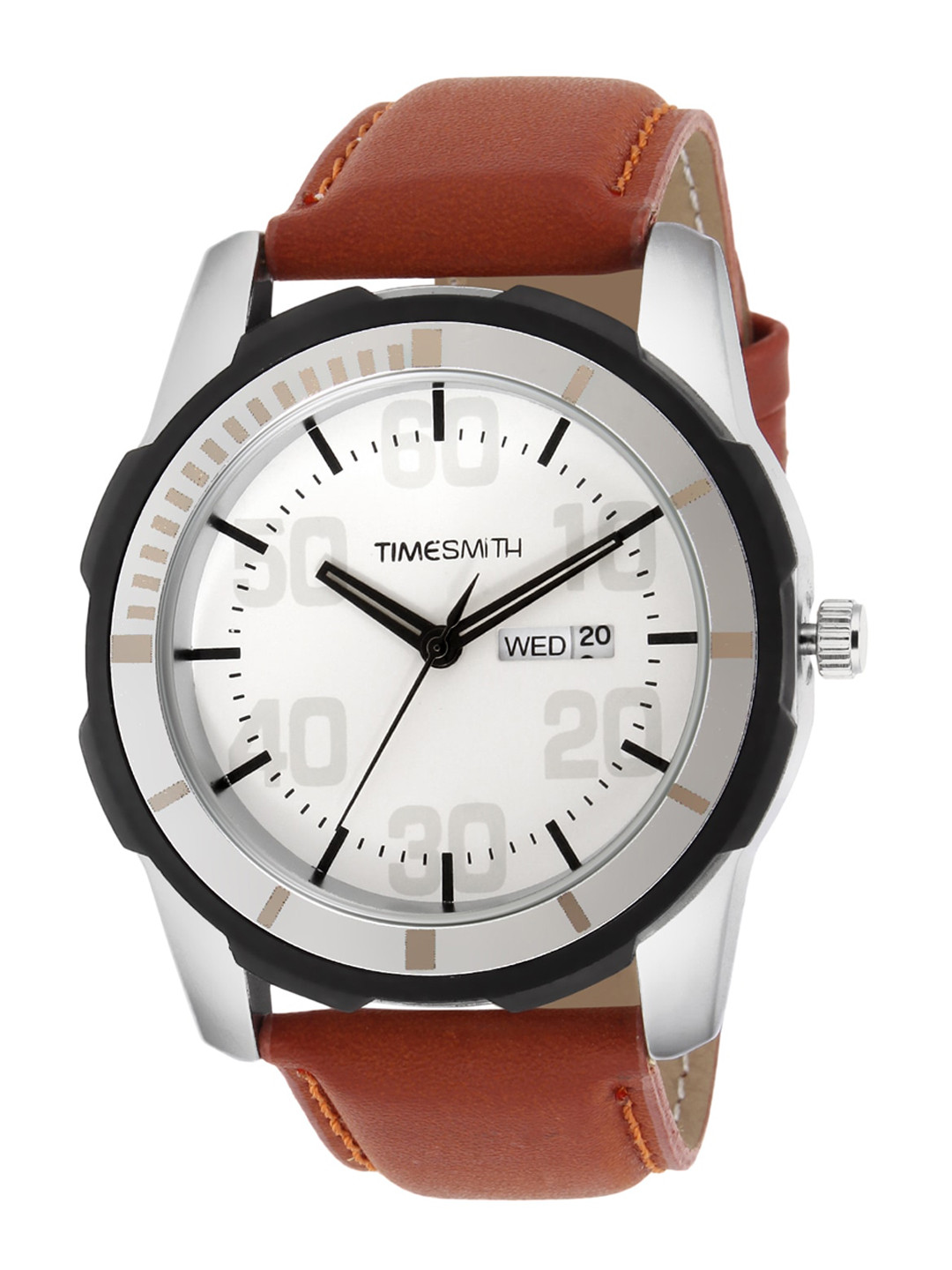 Buy TIMESMITH Men White Printed Dial & Brown Leather Straps Analogue ...