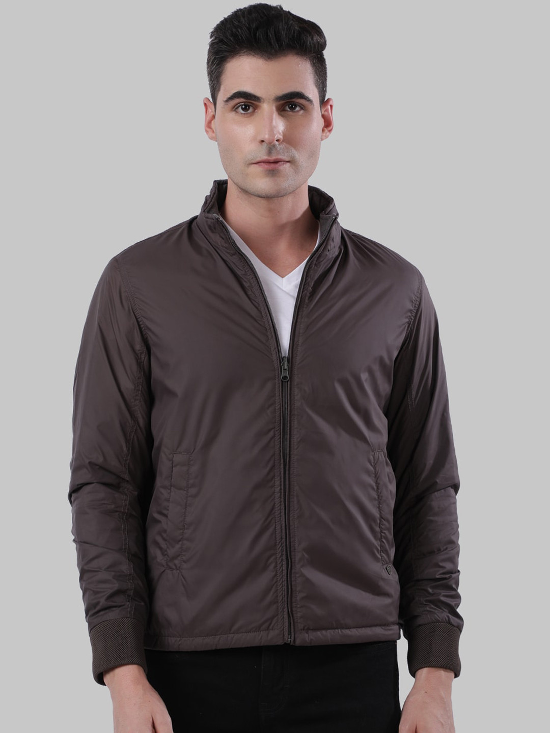 Buy Raymond Men Grey Solid Regular Padded Jacket - Jackets for Men ...