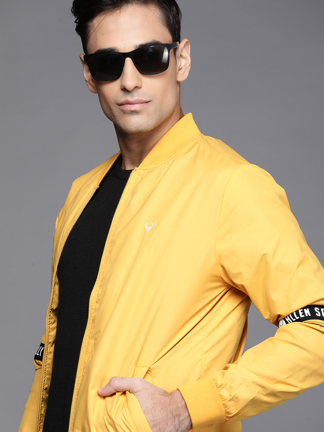 Buy Allen Solly Sport Men Yellow Bomber Jacket - Jackets for Men ...