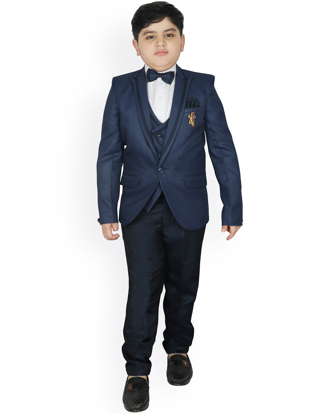 Buy SG YUVRAJ Boys Navy Blue & Black Solid 3 Piece Single Breasted Formal Suit - Suits for Boys ...